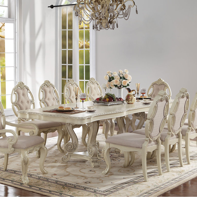 Antique white extendable dining table store